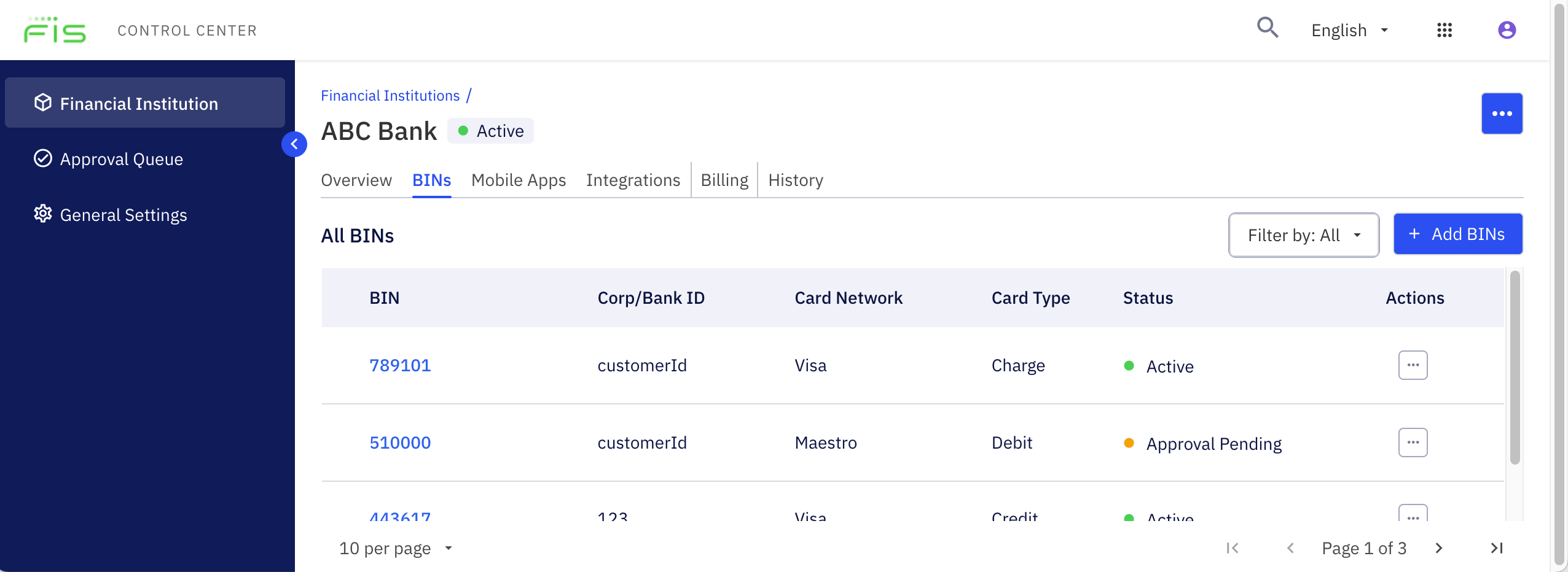 Manage BIN | Axon Docs