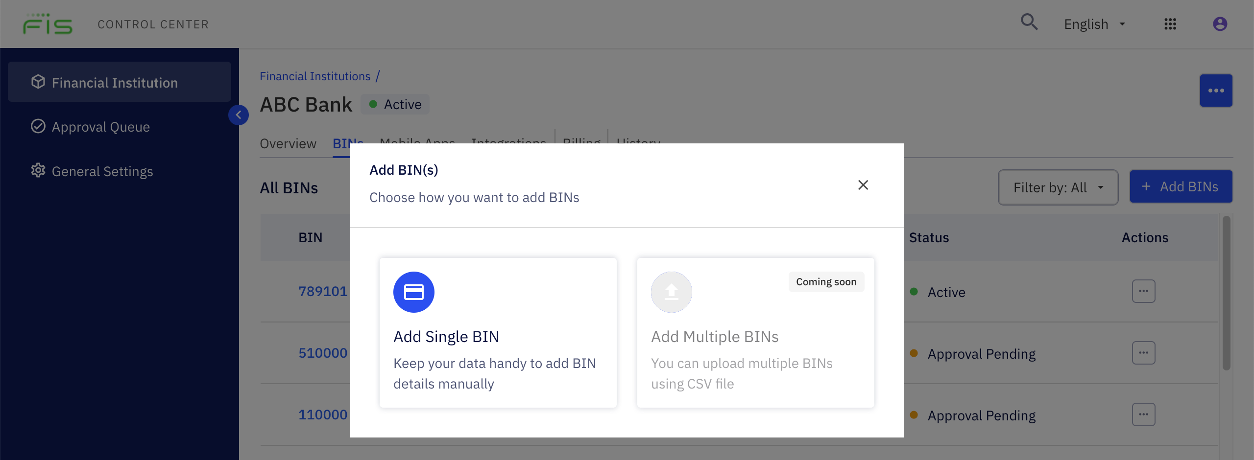 Manage BIN | Axon Docs