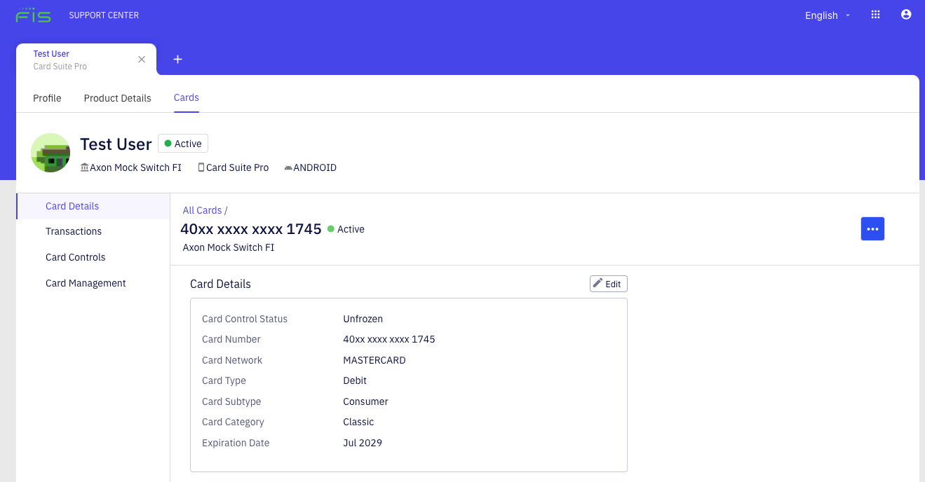 Cards Details | Axon Docs