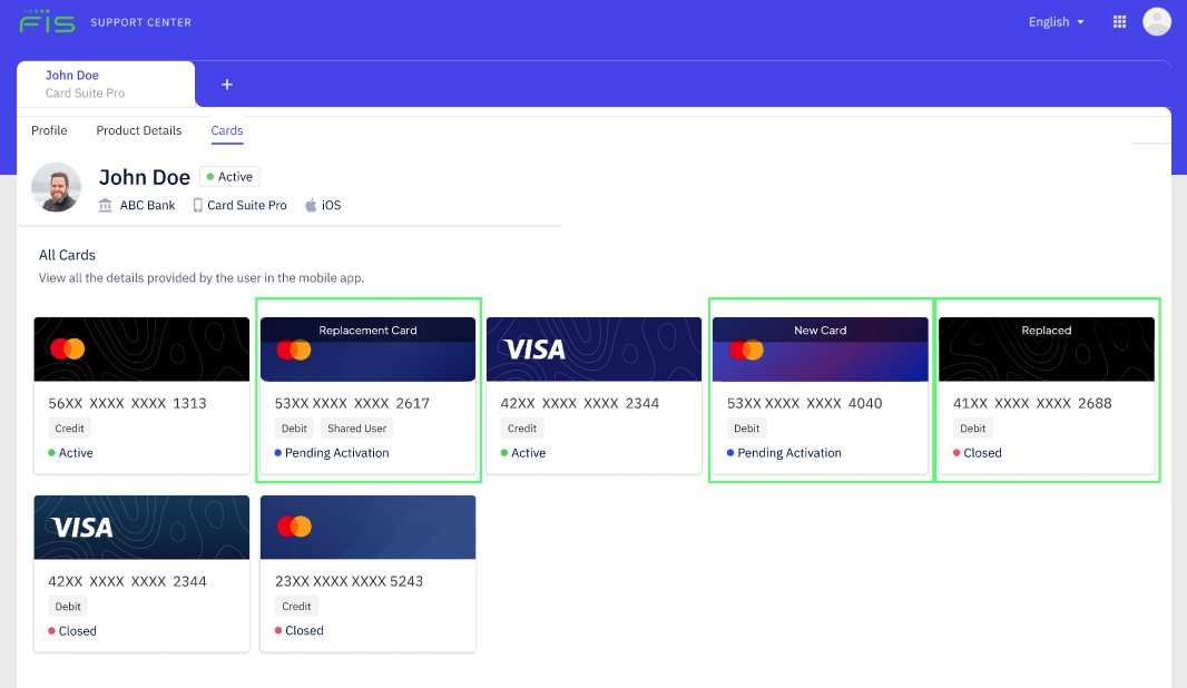 Cards tab | Axon Docs