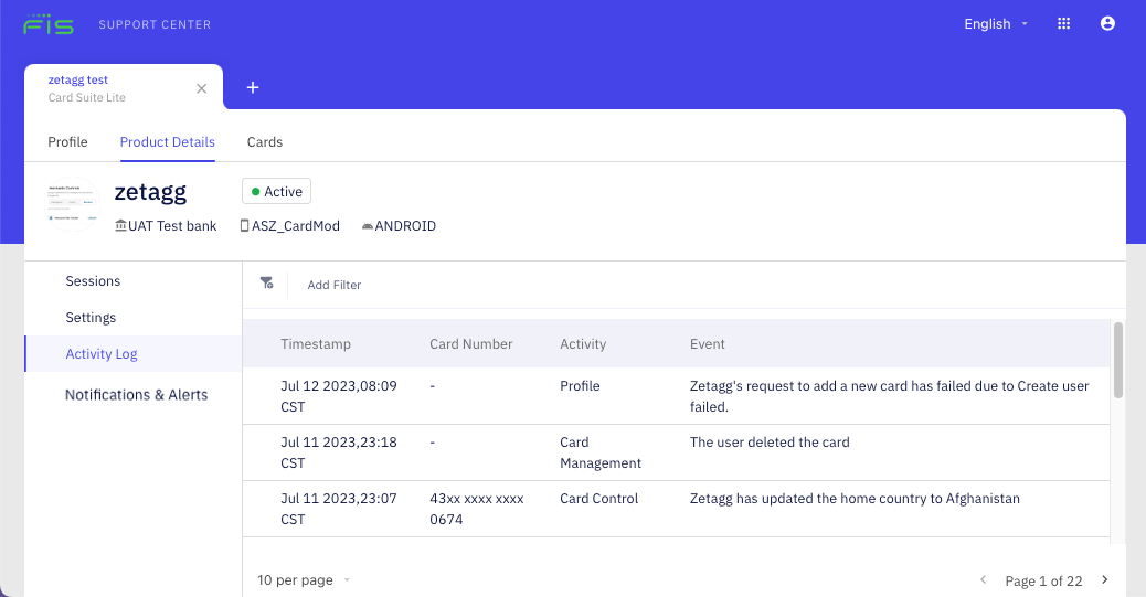 Activity Log | Axon Docs