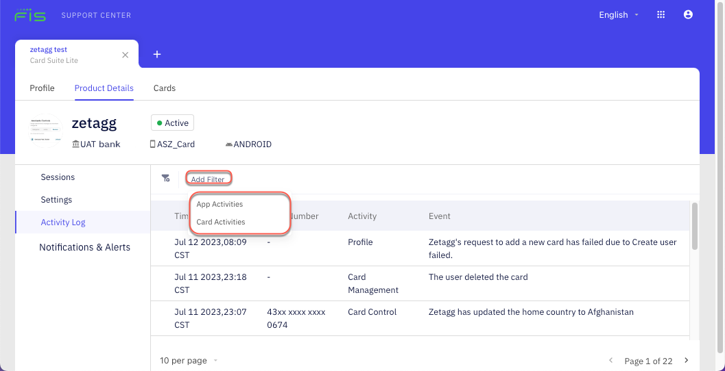 Activity Log | Axon Docs
